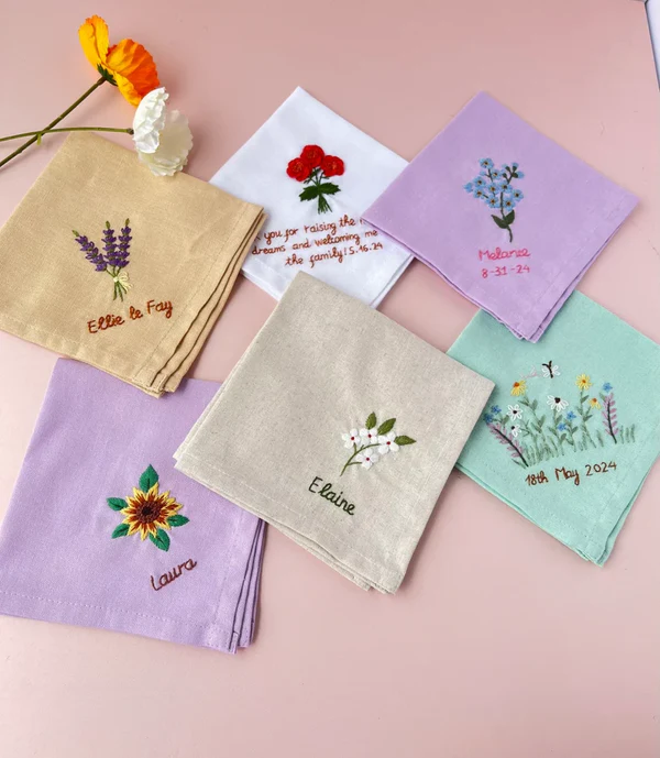 Best Free Embroidery Design for Wedding Handkerchief – Stitchery Zone