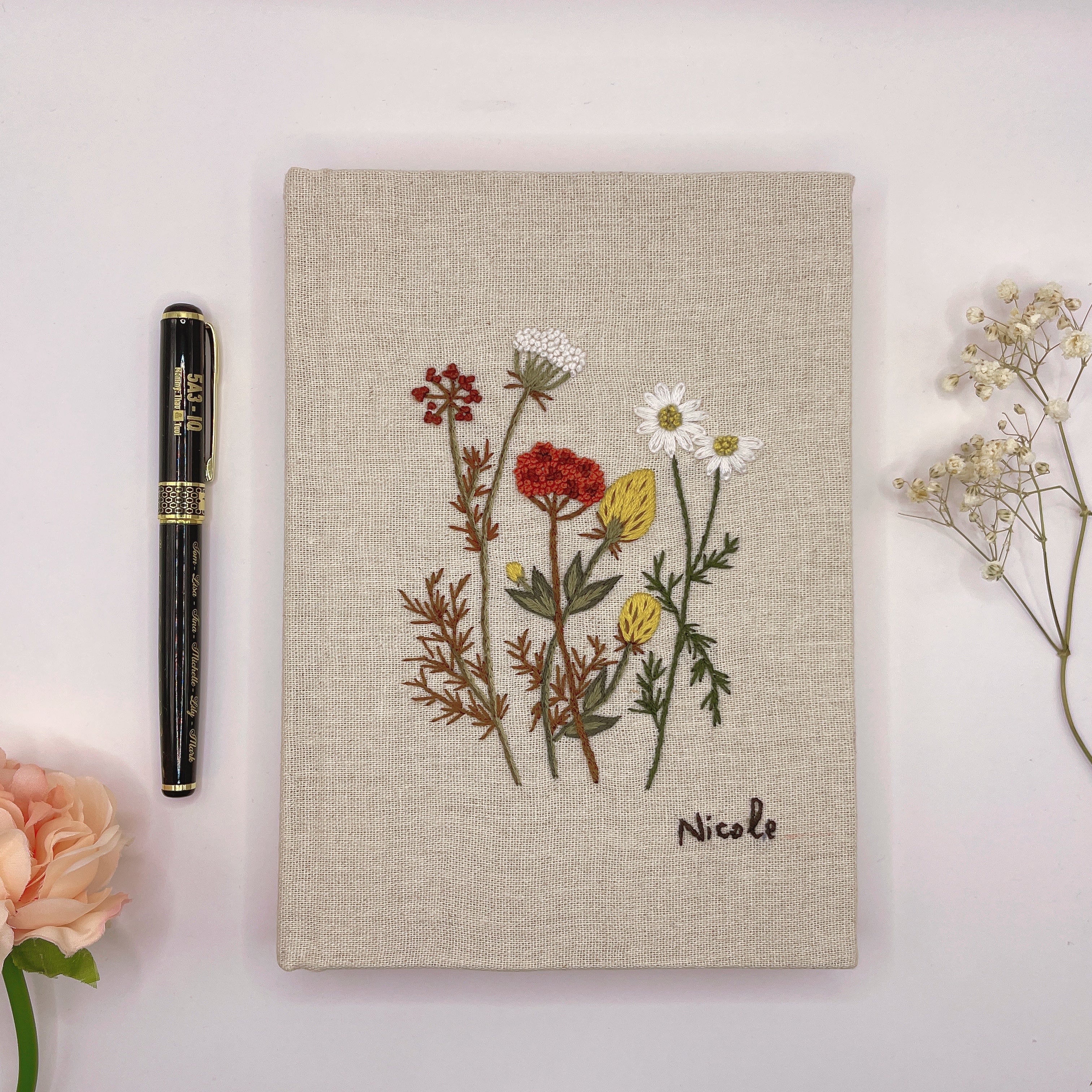 Personalized Hand Embroidered Notebook – Custom Fabric Journal ...