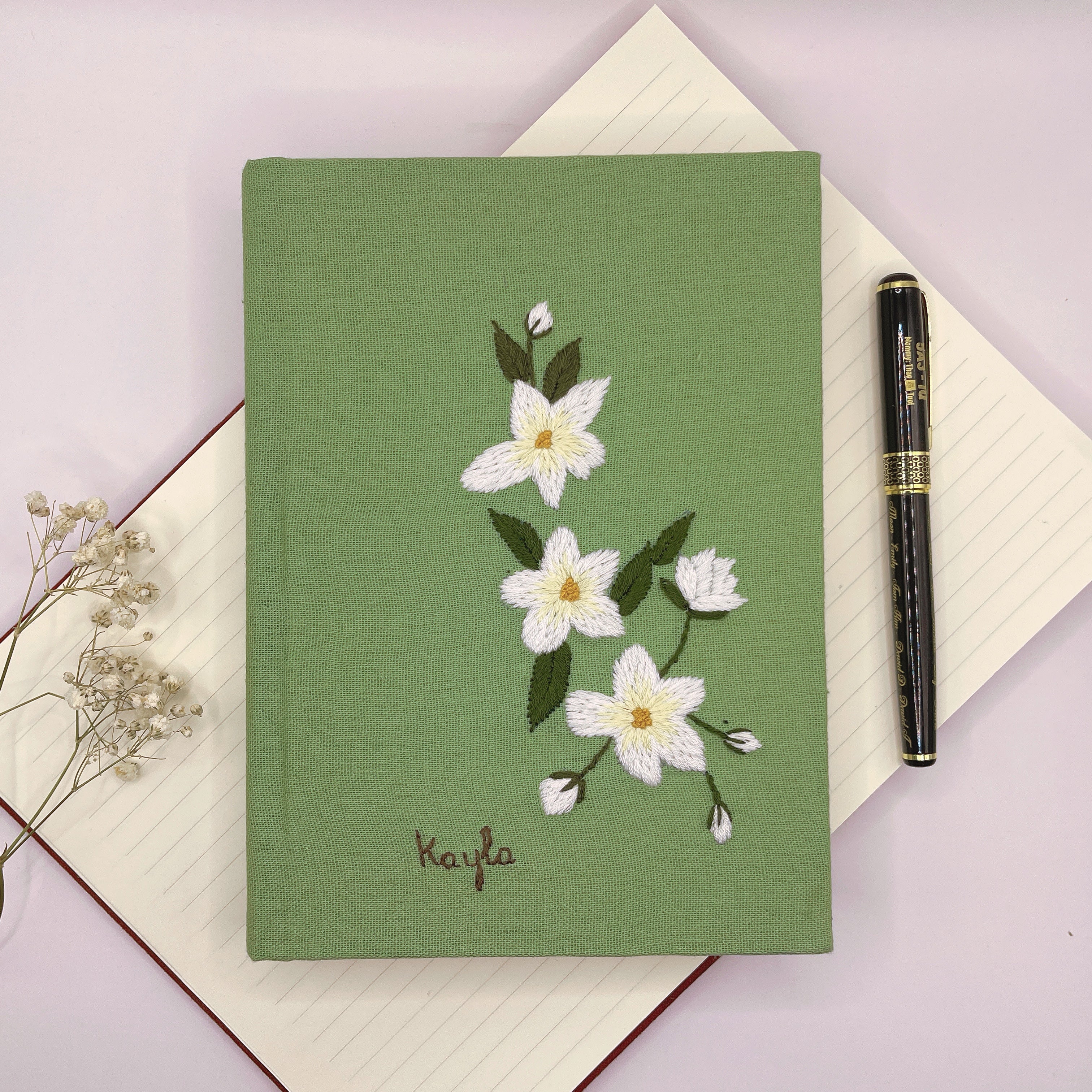 Custom Journal - Botanical Whispers Embroidered Notebook – Stitchery Zone